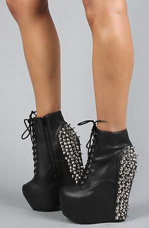 JEFFREY CAMPBELL The Spike Damsel Shoe in Black and Silver DAMSEL-SP ...