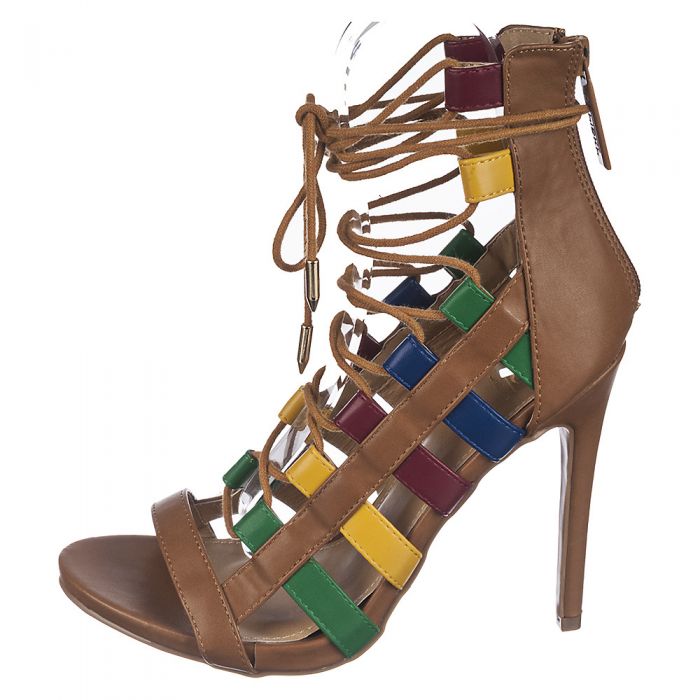 SHIEKH Free Bird Strappy High Heels FREE BIRD/TAN - Shiekh