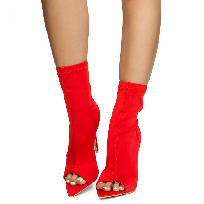 LONGMILE INDUSTRY Women's Pointy Open Toe Heel 320-1 RED SU - Shiekh