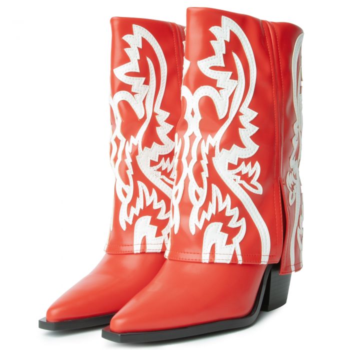 AZALEA WANG Esperanza Western Drape Boot ESPERANZA-RED - Shiekh