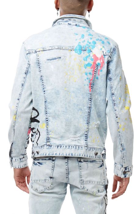 SMOKE RISE Graphic Bomb Denim Jacket JJ20348-ABLUE - Shiekh