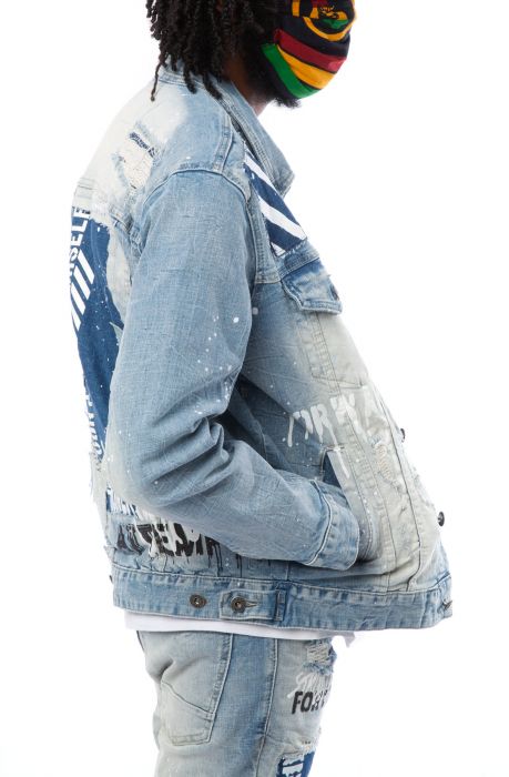 SMOKE RISE Chevron Denim Jacket SJJ21152-CAN - Shiekh