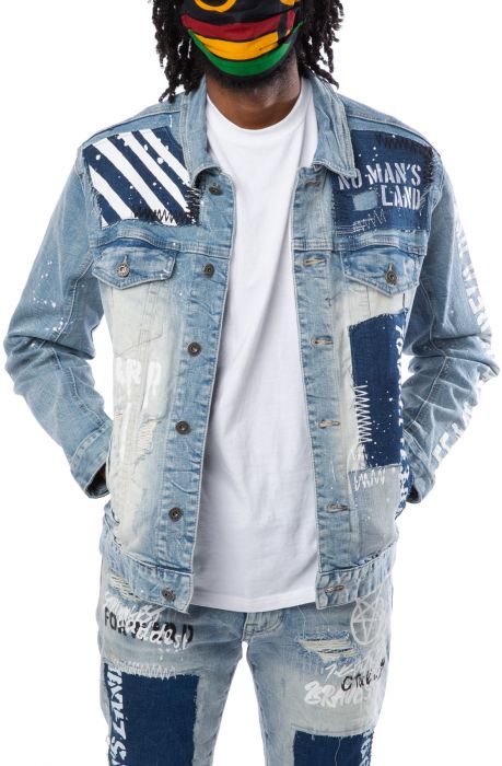 SMOKE RISE Chevron Denim Jacket SJJ21152-CAN - Shiekh
