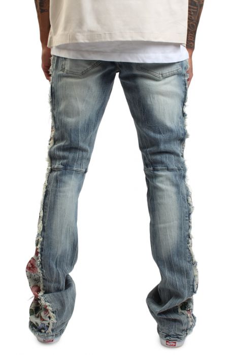 SMOKE RISE Hillside Taped Stack Jeans JP24113SK-BLUE - Shiekh