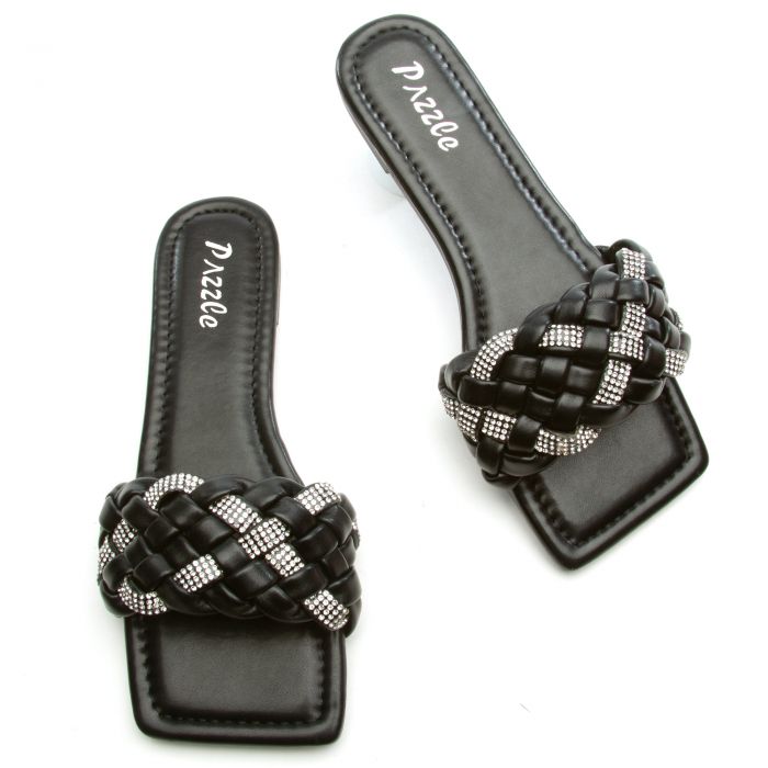 SHIEKH Frenzy-03 Squared Toe Sandals FRENZY-03-BLK - Shiekh