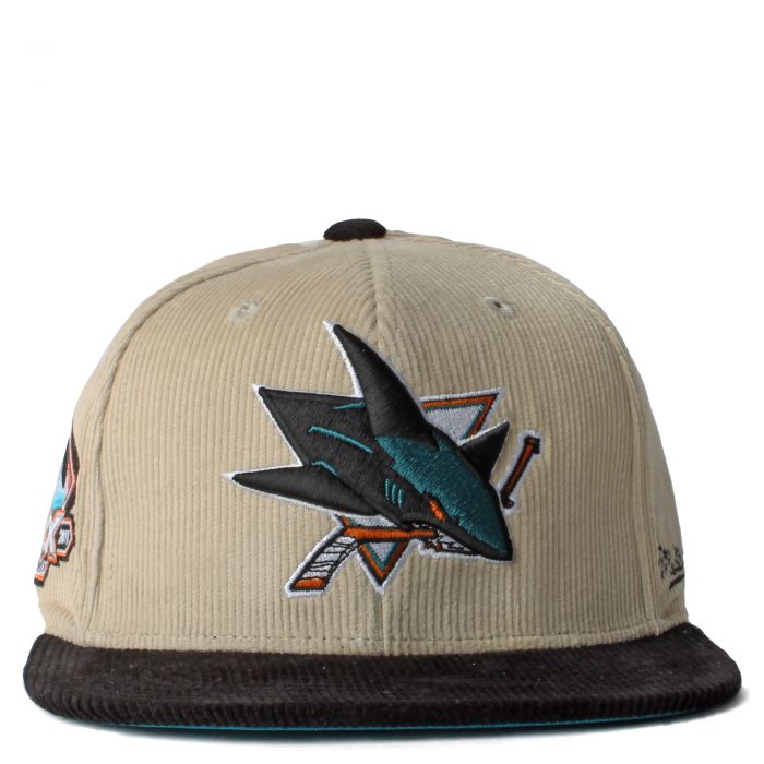 MITCHELL AND NESS San Jose Sharks Fitted Hat HHSF5987-SJSYYPPPOFWH - Shiekh