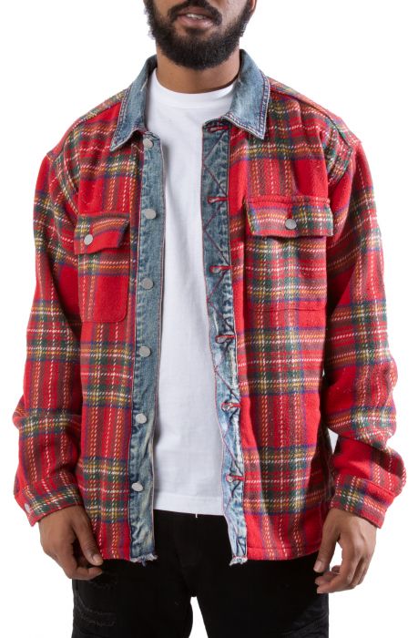 Lumber Heavy Flannel Shacket FRJ2007-RED - Shiekh