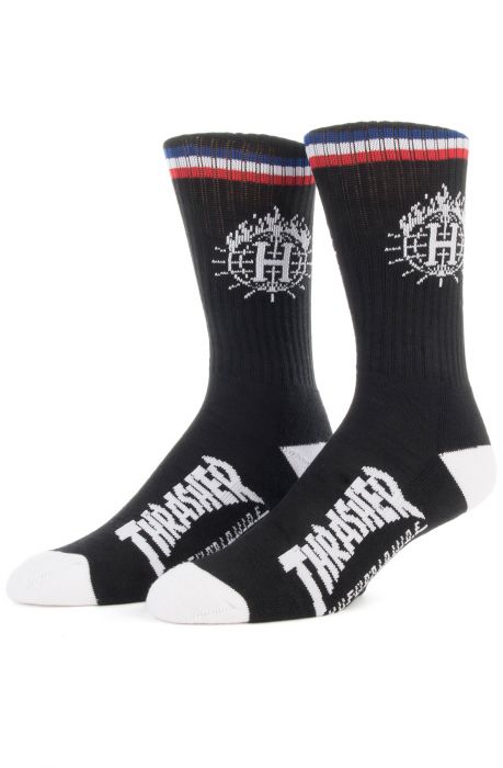 HUF The Thrasher TDS Sock & Can in SK65M01-BLK - Shiekh