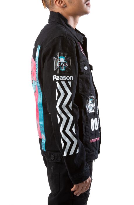 REASON Cloud Denim Jacket A1-D255BLK - Shiekh
