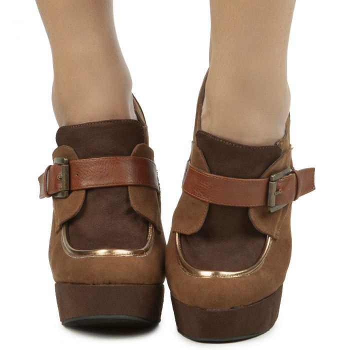 J P ORIGINAL Moc Piped Toe Bootie JPM FLING-BRNSU - Shiekh