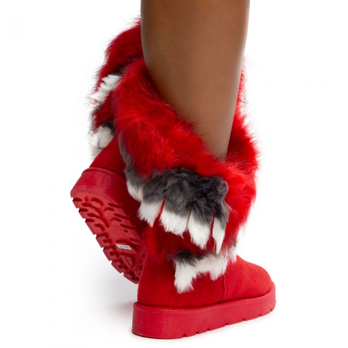 SHIEKH Ada Faux Fur Booties ADA-SK-RED - Shiekh