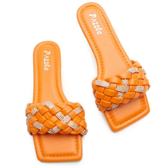 SHIEKH Frenzy-03 Squared Toe Sandals FRENZY-03-ORG - Shiekh