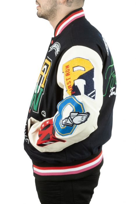 FIRST ROW Simple Life Varsity Jacket FRJ0017-NAVY - Shiekh