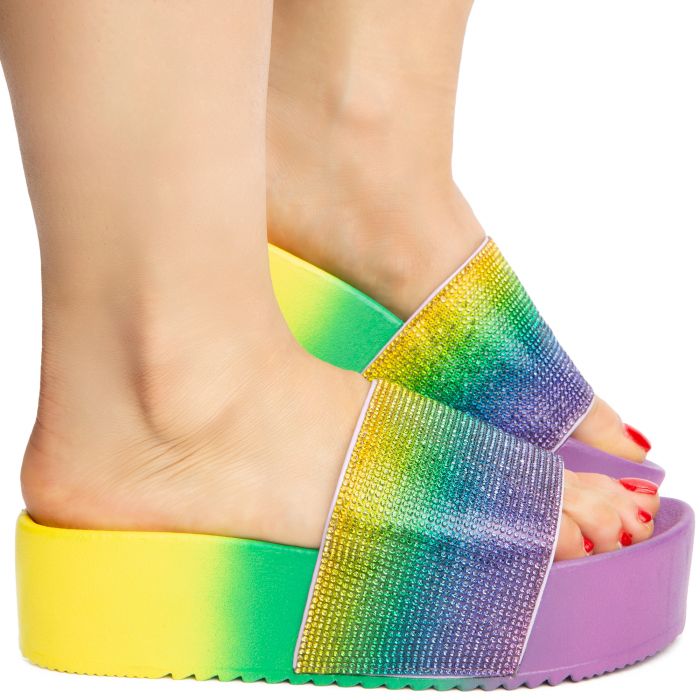 LILIANA Issy-1 Rhinestone Slides ISSY-1-PUMU - Shiekh