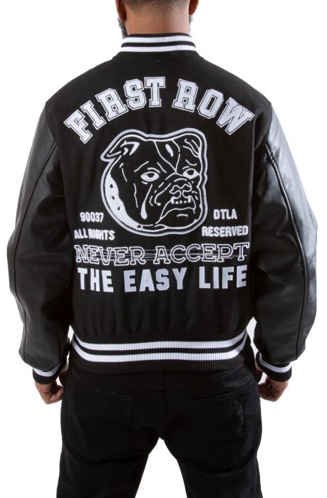 FIRST ROW Bulldog Varsity Jacket FRJ0001-BLK - Shiekh