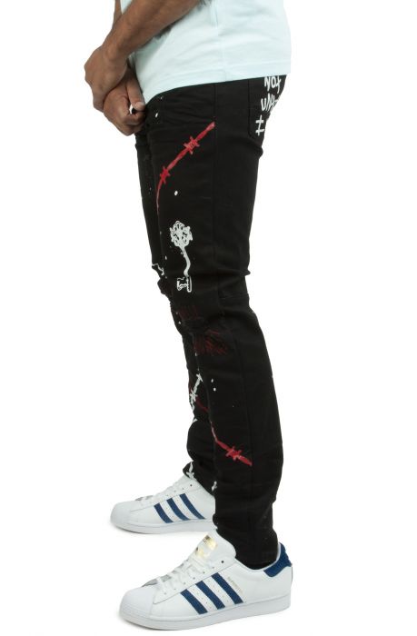 SMOKE RISE Razor Wire Jeans JP22229-BLK - Shiekh