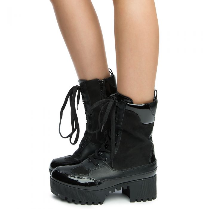 BAMBOO Women's Powerful-06s Combat boots JPM POWERFUL-06S BLKFS - Shiekh