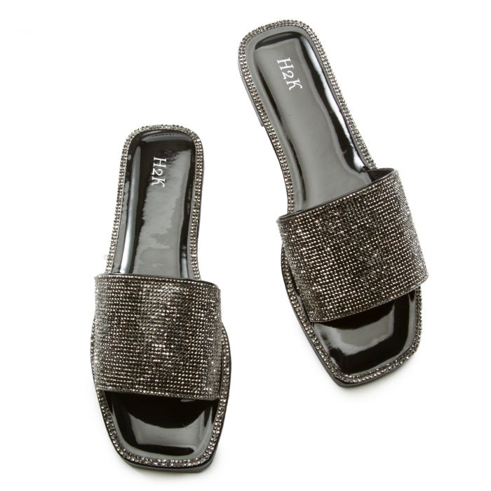 H2K TRADING Summer Rhinestone Sandals SUMMER-BLK - Shiekh