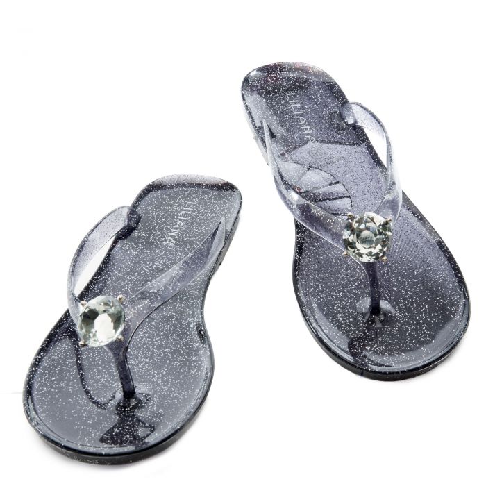 LILIANA Jelli-69 Diamond Flip Flops JELLI-69-BLACK - Shiekh