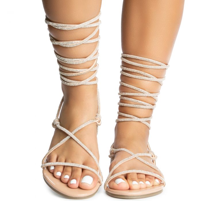 VIGO FIORE Jagger-112 Rhinestone Wrap Around Sandals JAGGER-112-NUD ...