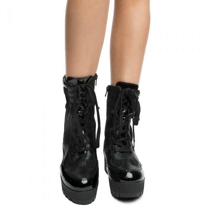 BAMBOO Women's Powerful-06s Combat boots JPM POWERFUL-06S BLKFS - Shiekh