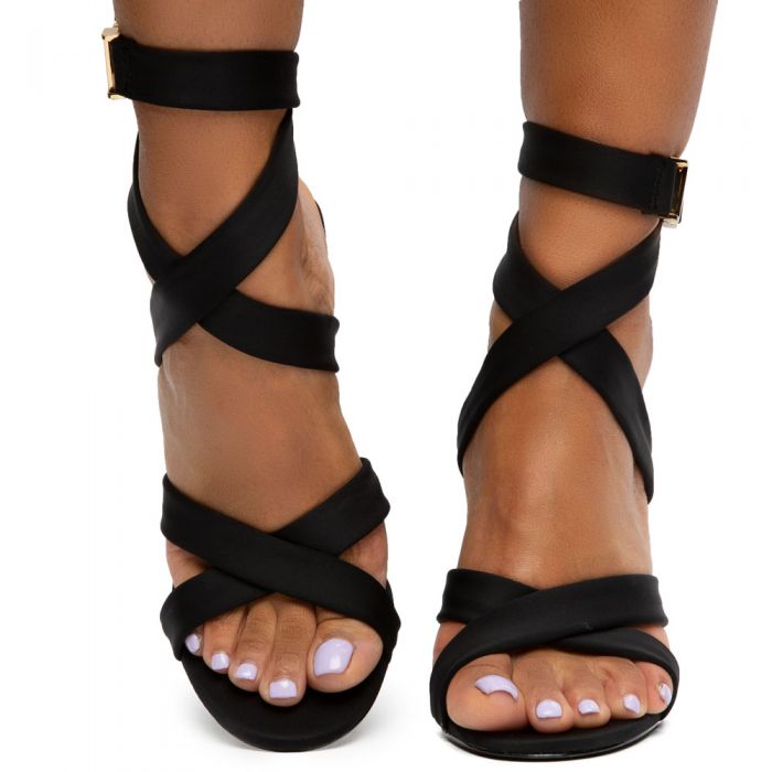 LILIANA Beta-9 Strappy Heels BETA-9-BLACK - Shiekh