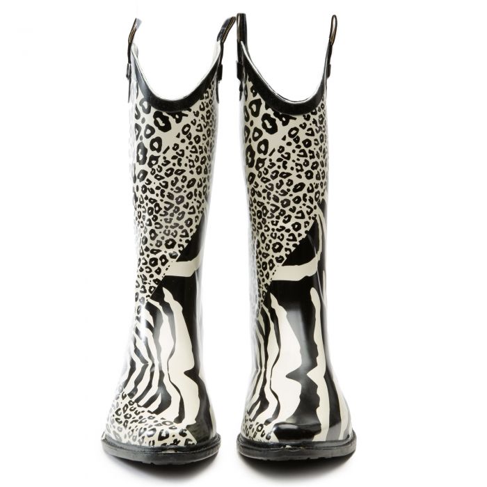 TWIN TIGER Buckle-01 Animal Print Rubber Boot BUCKLE-01 BK - Shiekh