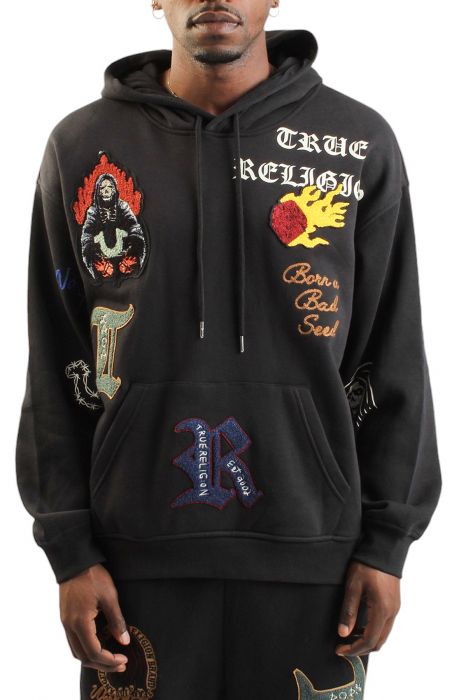 TRUE RELIGION Logo Patch Embroidery Hoodie 108644BLK - Shiekh