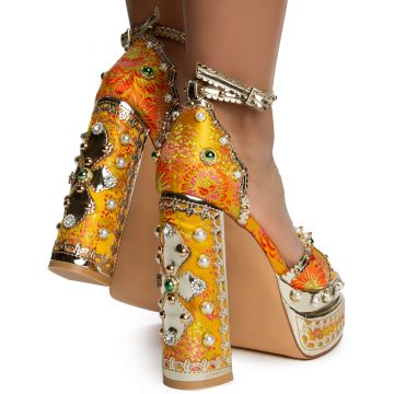 AZALEA WANG Cici-New Bedazzled Platform High Heel CICI-NEW-ORG - Shiekh