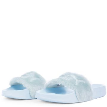 FENTY FUR SLIDES COOL BLUE- PUMA SILVER