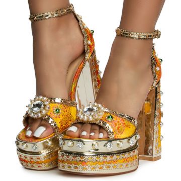 AZALEA WANG Cici-New Bedazzled Platform High Heel CICI-NEW-ORG - Shiekh